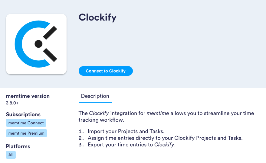 How to connect to Clockify